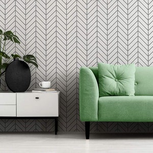 Fine Line Herringbone Stencil for Walls – Geometric Stencil for ...