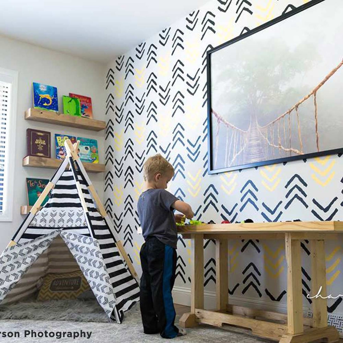 Kuba Chevron Stencil Reusable Chevron WALL STENCIL for DIY - Etsy