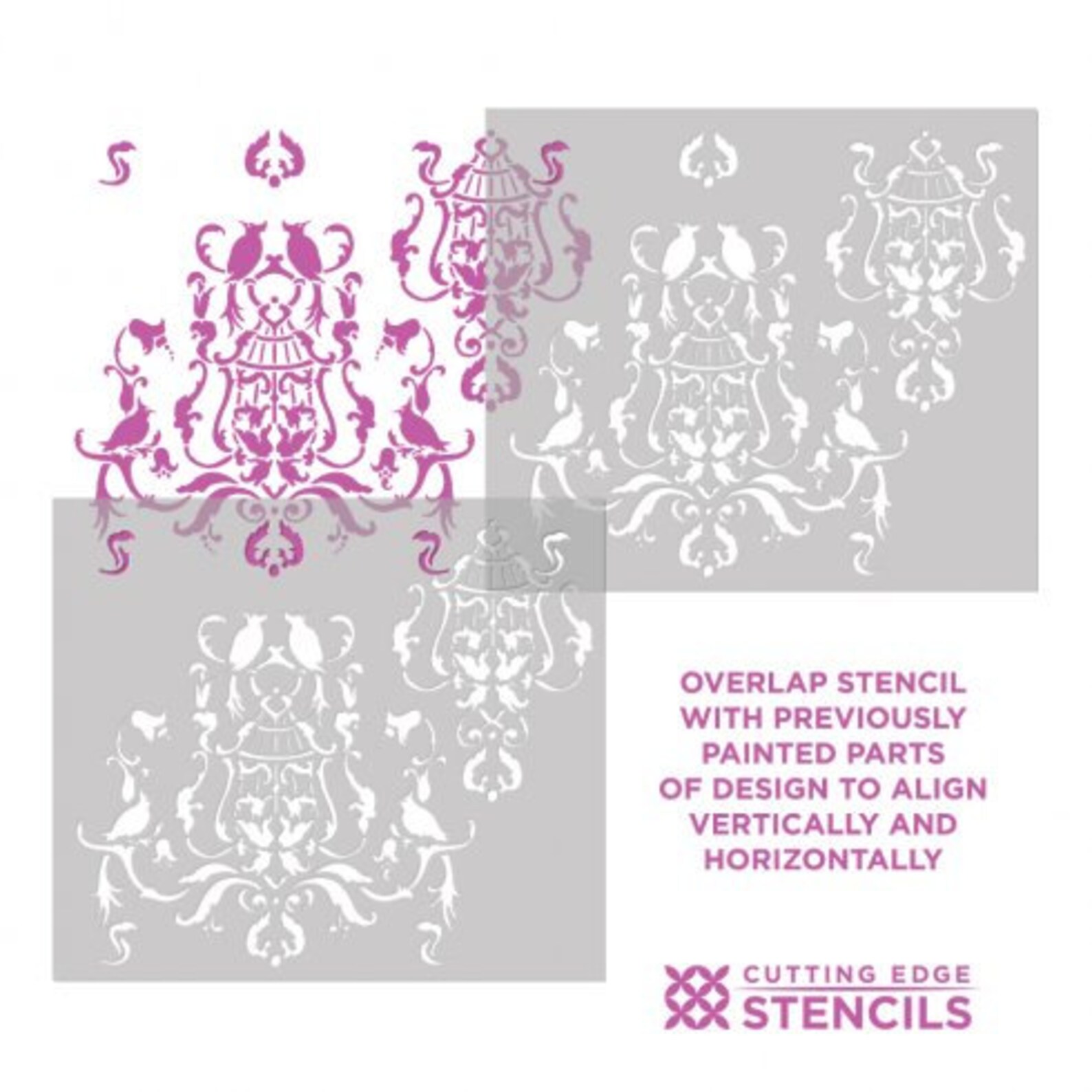 Birds of Paradise Damask SINGLE Overlay Stencil DIY Wall | Etsy