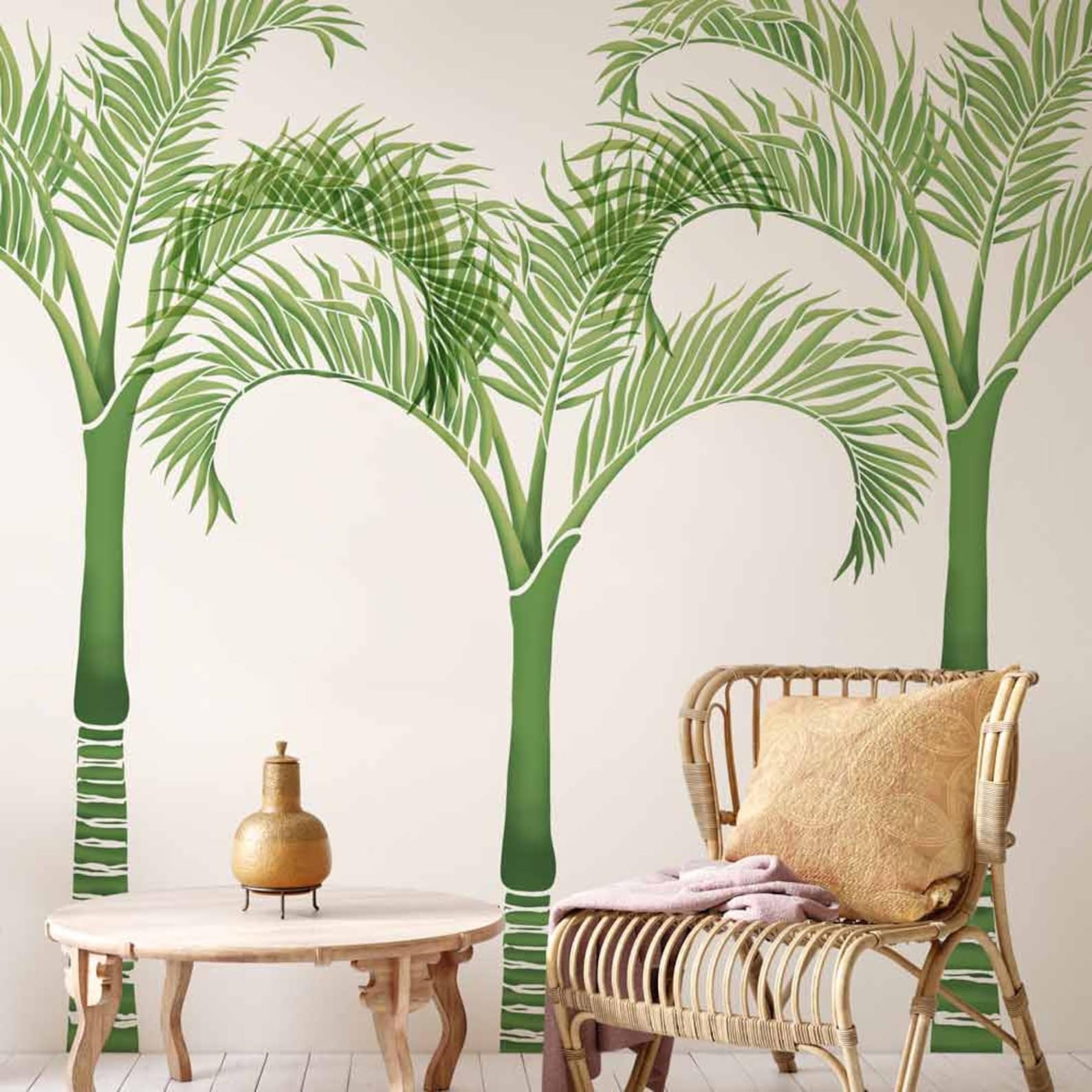 Royal Palm Tree Stencil -LARGE WALL STENCILS Instead of Wallpaper ...