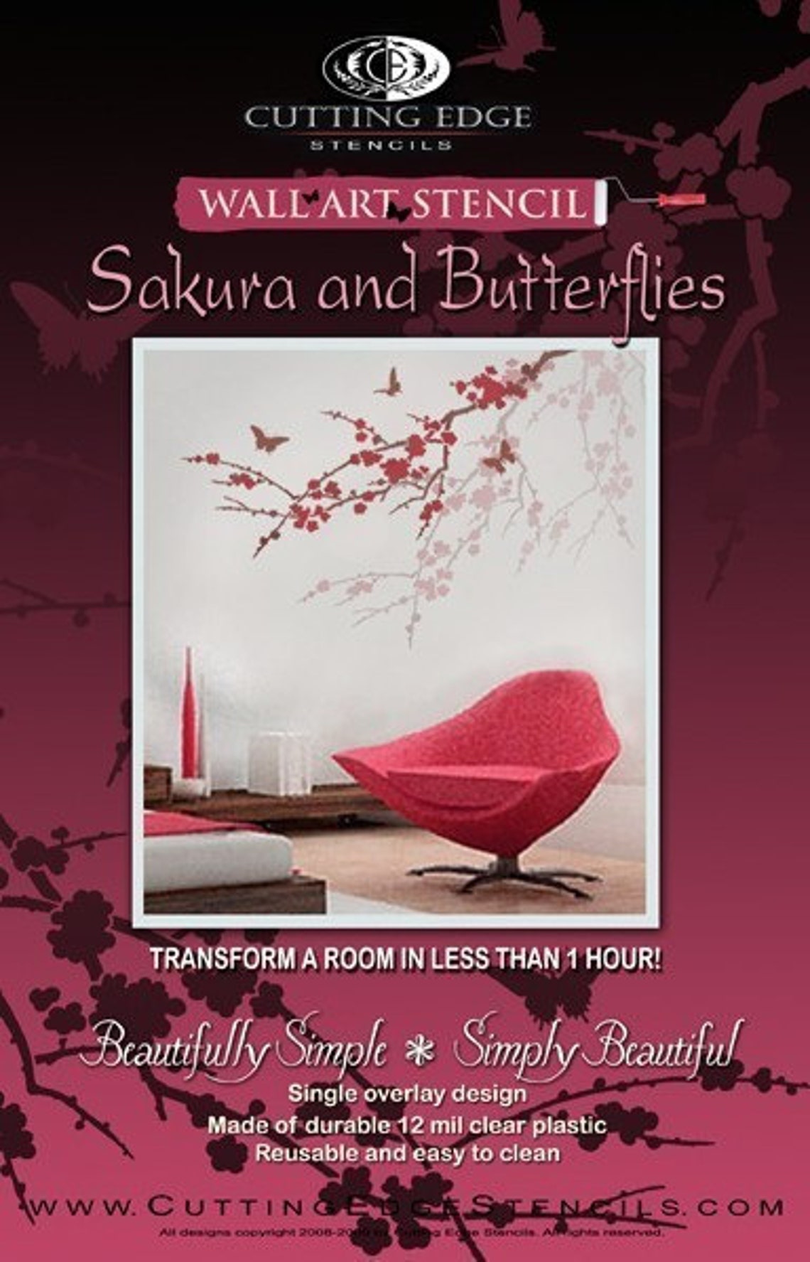 Stencil Sakura and Butterflies. Reusable Stencils Better Than - Etsy Australia