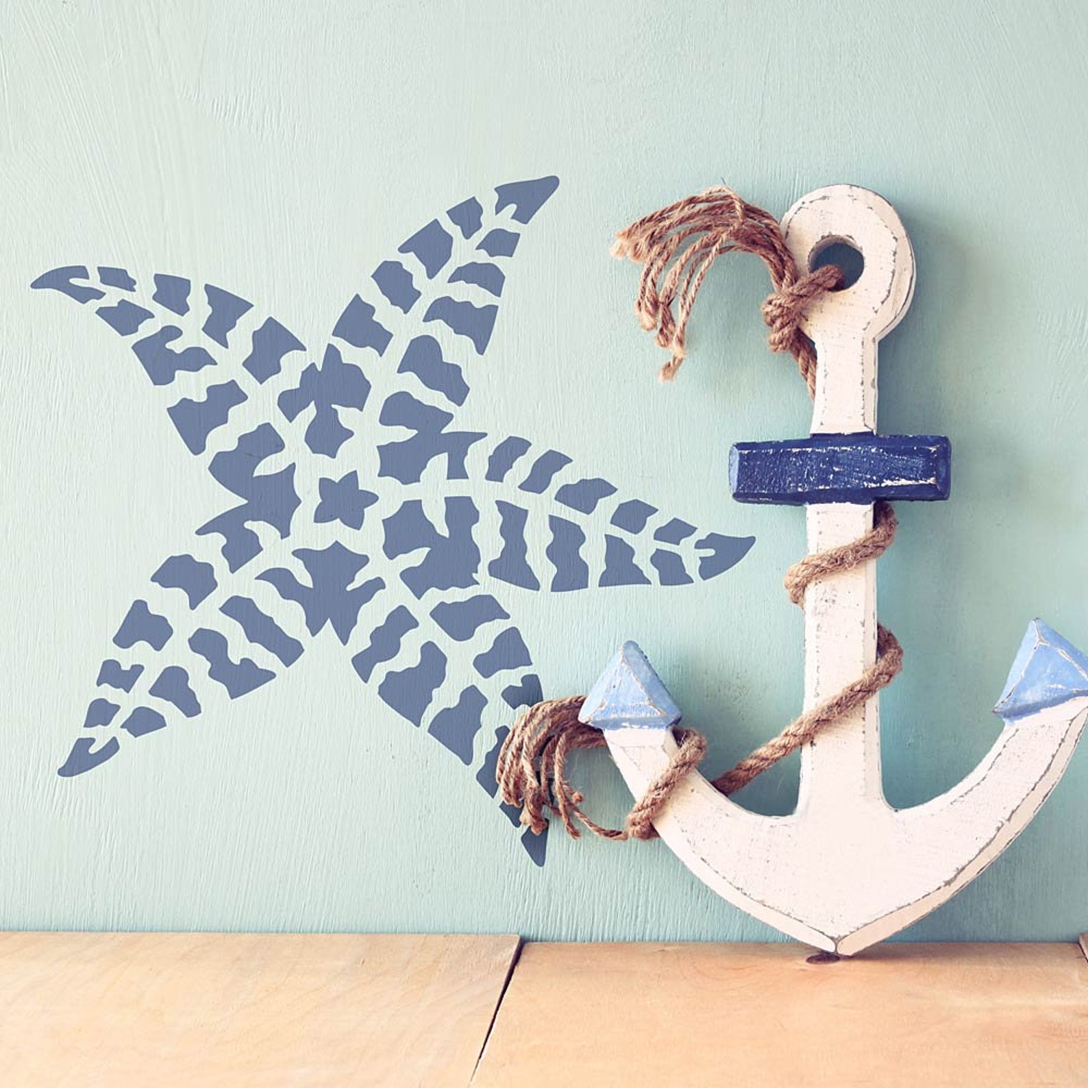 Striped Starfish Stencil - WALL ART STENCIL Instead of Decals - Easy to ...