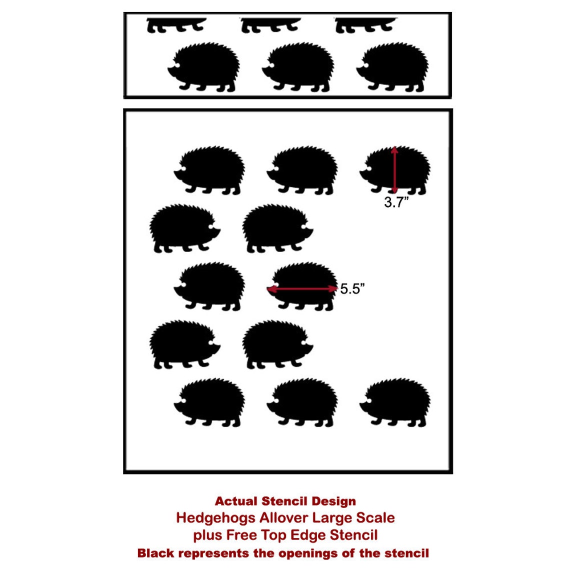 Hedgehogs Allover Stencil Pattern - Large - Trendy Stencils for DIY ...