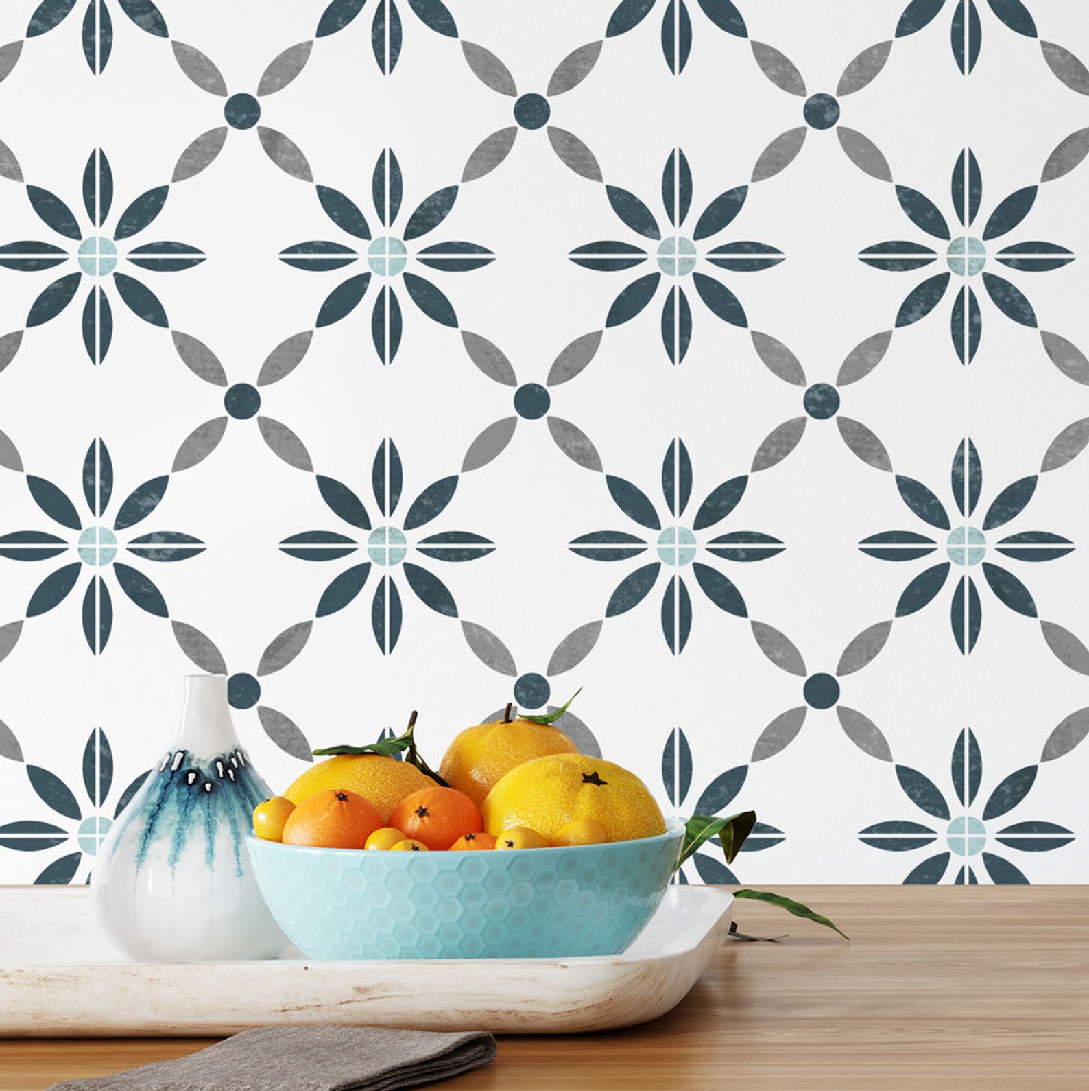 Florabella Tile Stencil - DIY Cement Tile for Walls and Floors - Easy ...