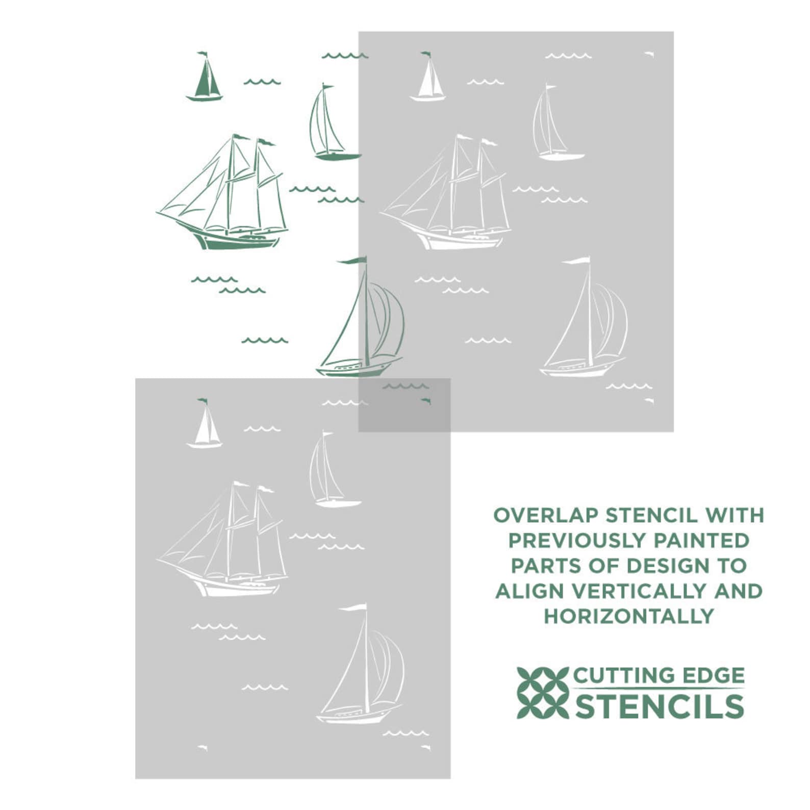 Sailboats Wall Stencil - DIY Wall Pattern for Nautical Themed Nursery ...
