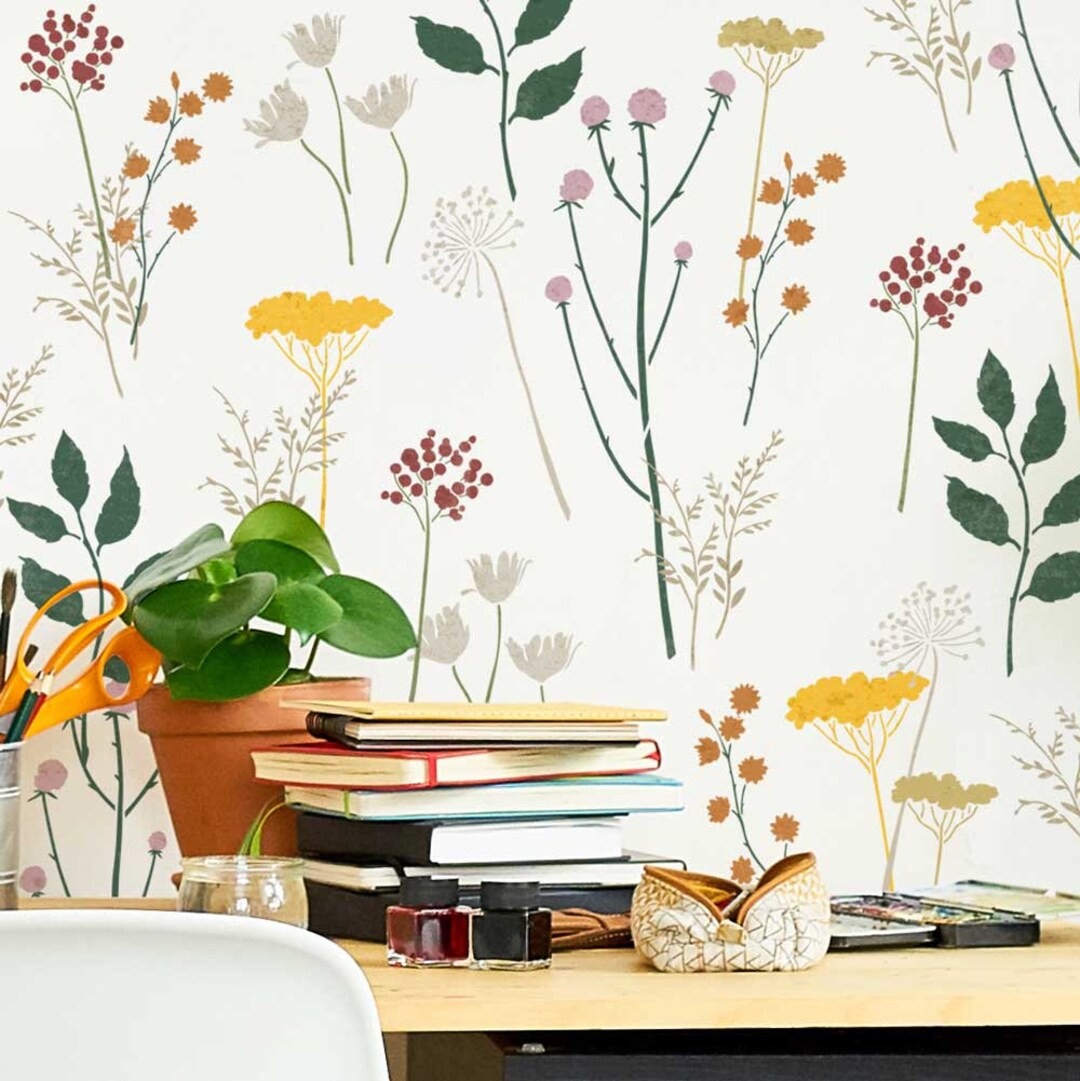 Nature's Garden Wall Pattern Kit - Easy to Use FLORAL WALL STENCILS ...