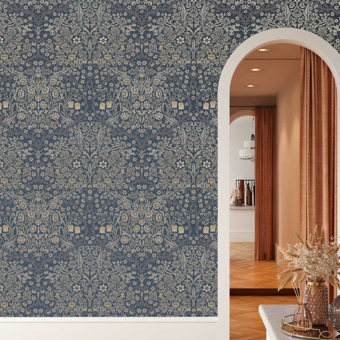 Blackthorn Wall Stencil Pattern by William Morris - Large Maximalist ...