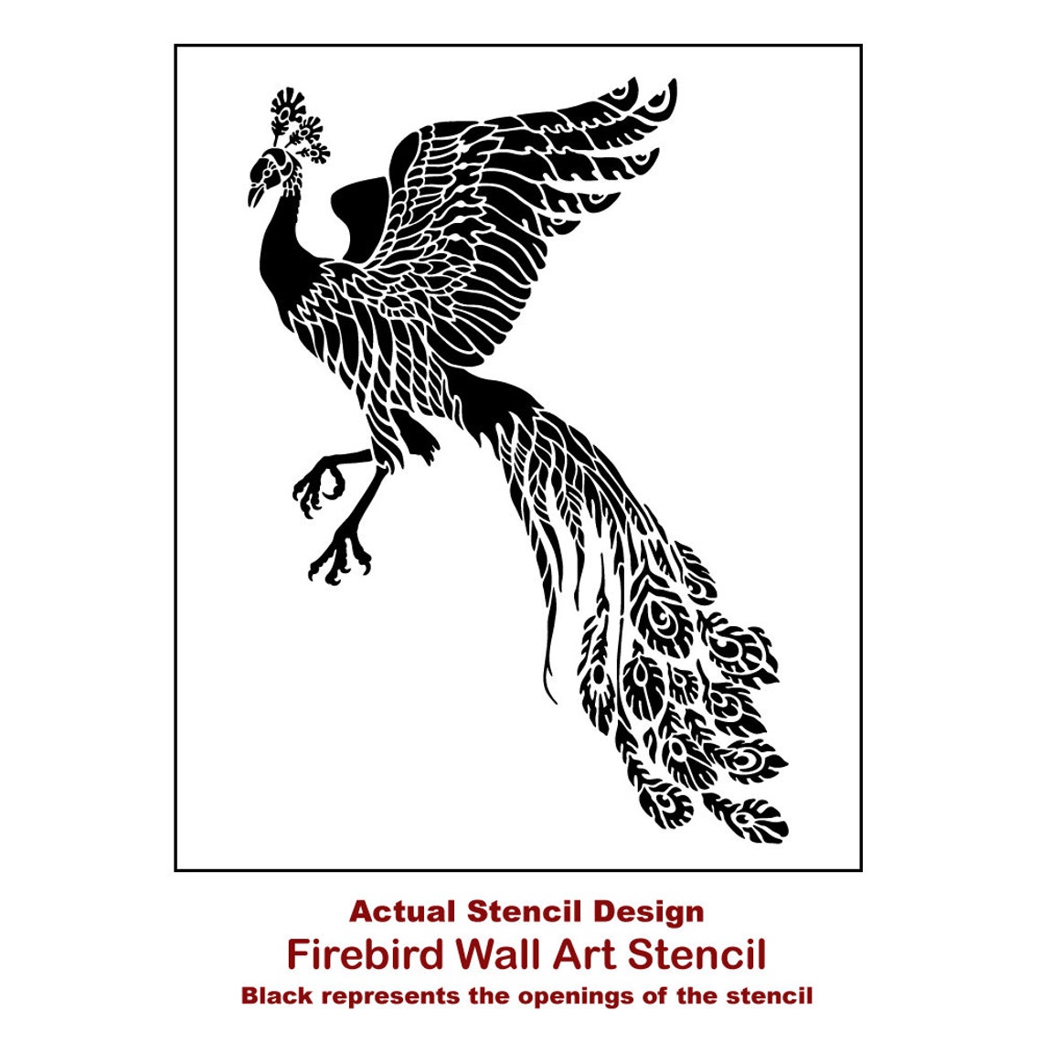 Firebird Wall Art Stencil DIY Peacock Decor Reusable | Etsy