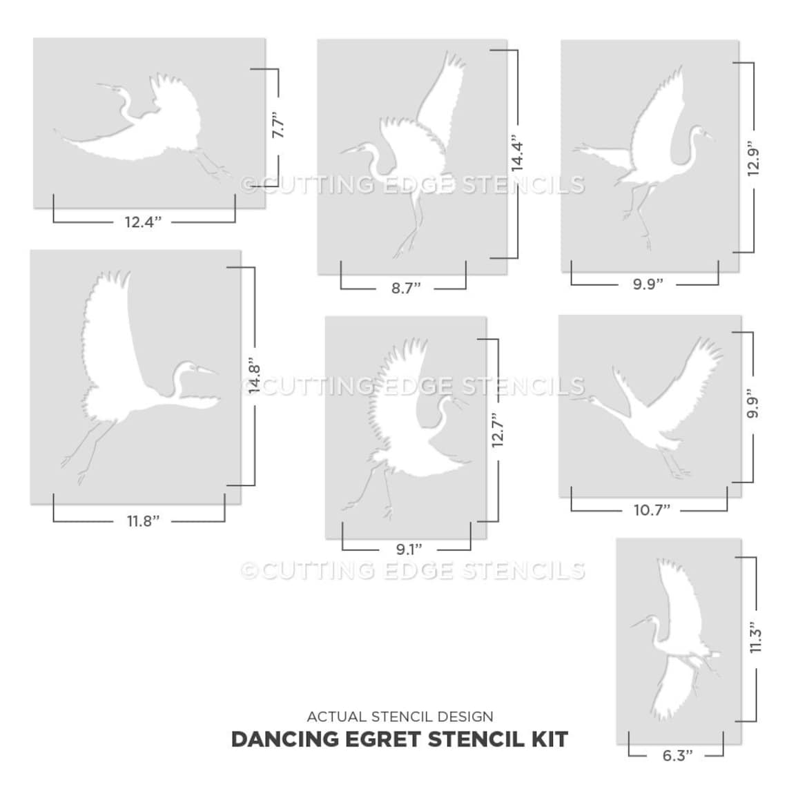Dancing Egrets Wall Pattern Stencil Kit - Elegant Bird Stencils ...