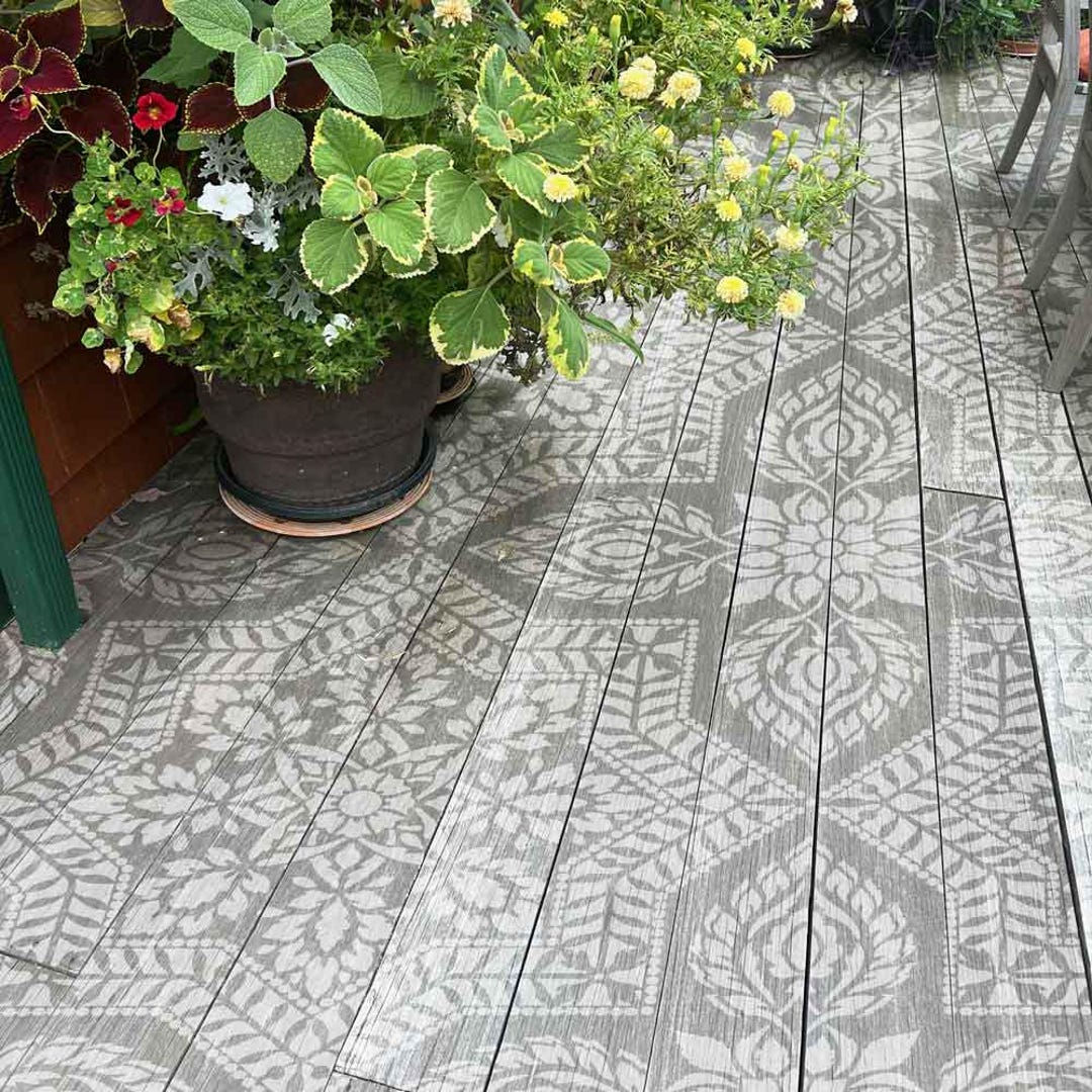 Alhambra Patio Stencil - Large Cement Tile Stencil Design for Floors ...