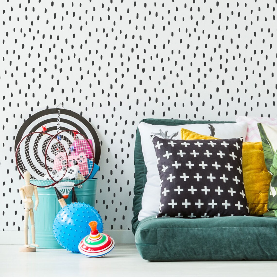 Finger Painting Wall Stencil - Hand Drawn Design for Quick Room Update ...