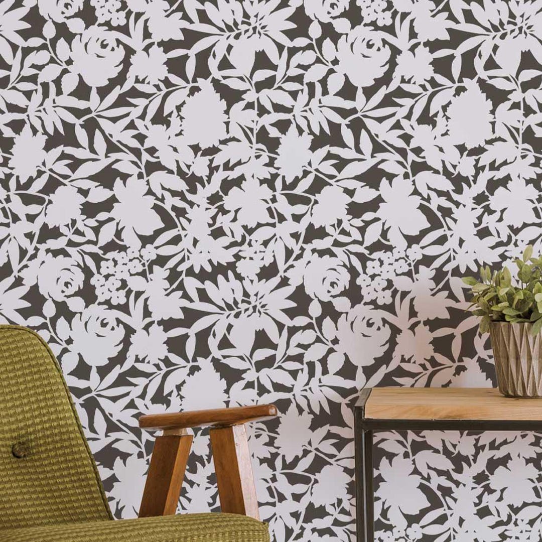 Floral Dance Wall Stencil - Large Reusable Botanical Painting Stencil ...