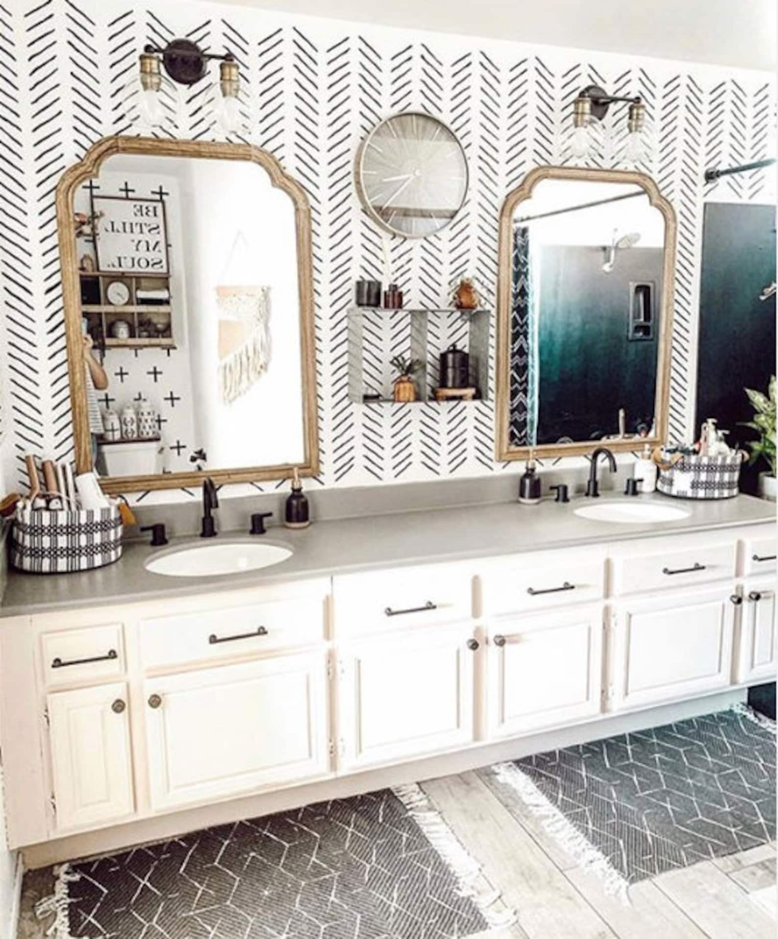 Hand Drawn Chevron Wall Stencil LARGE WALL STENCIL | Etsy