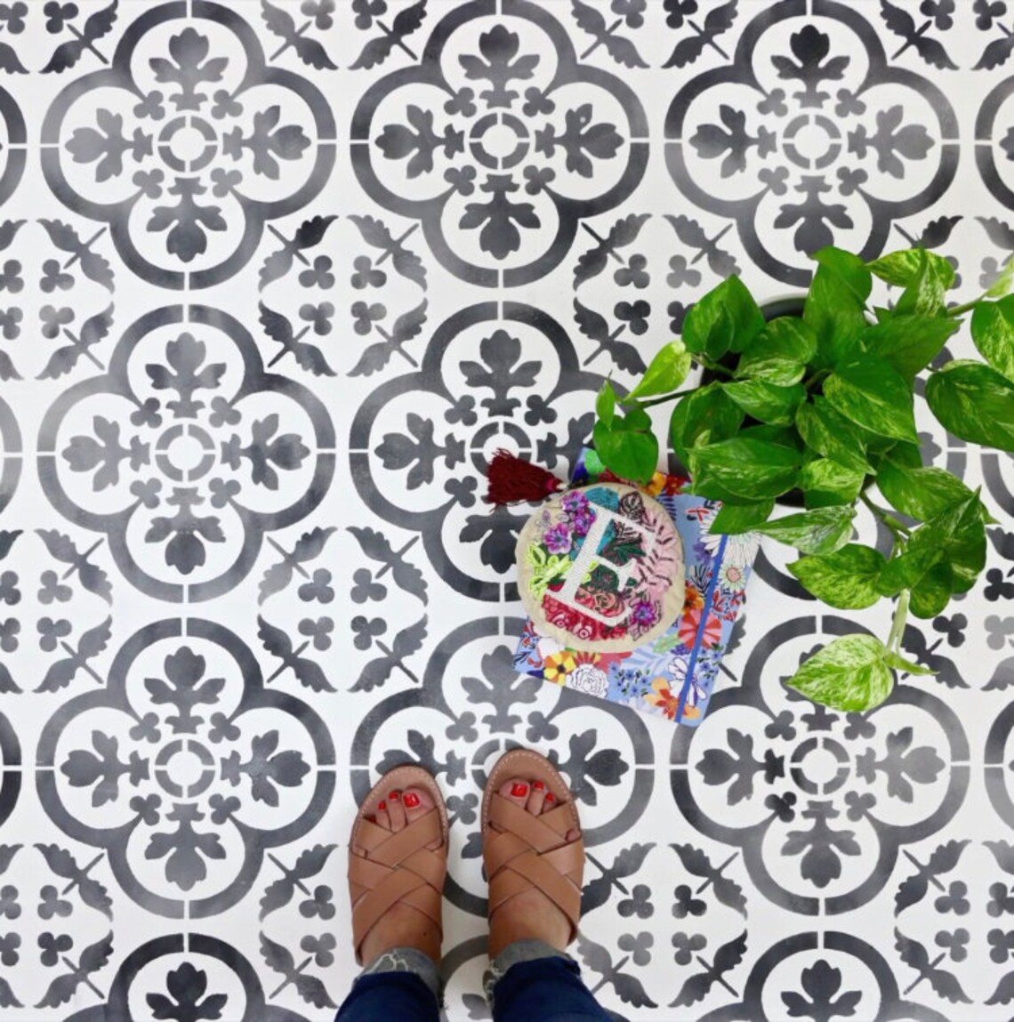 Felicity Tile Stencil Large TILE STENCIL Tile Stencils for - Etsy