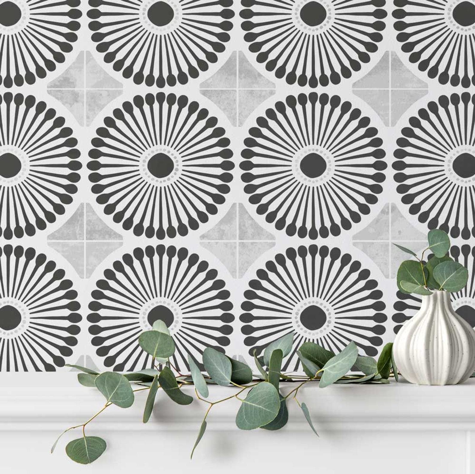 Daisy Tile Stencil - Geometric Tile Stencil for Painting Tiles ...