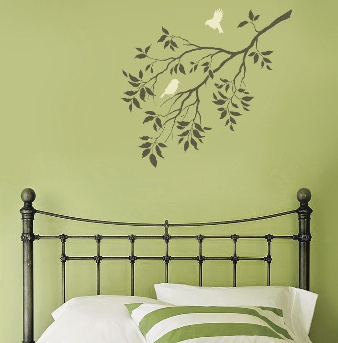 Birds on a Branch Wall Stencil - Large Stencils for Walls - Bird ...