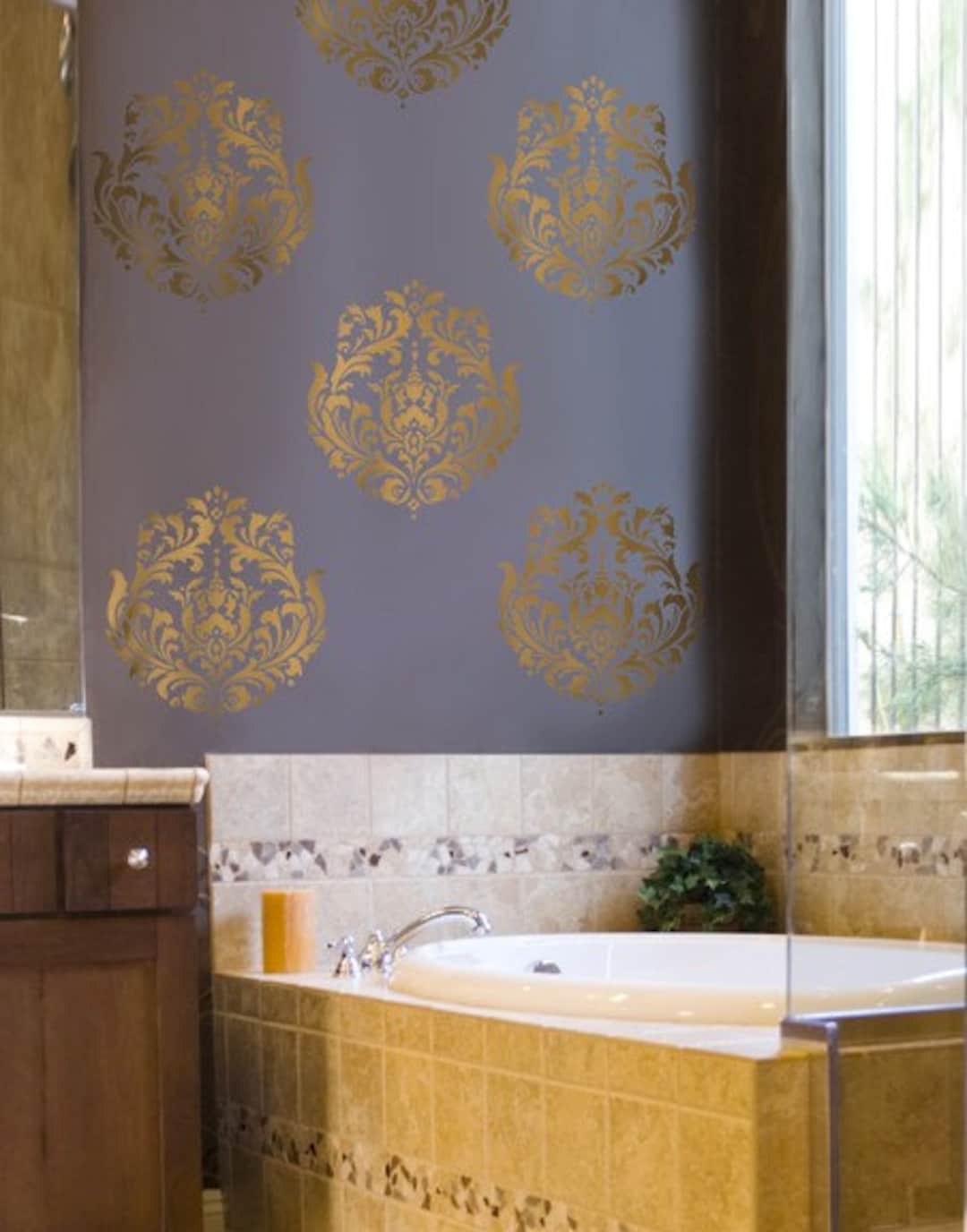 Reusable Wall Stencil Brocade No.1 - Size SM - Easy DIY Decor ...