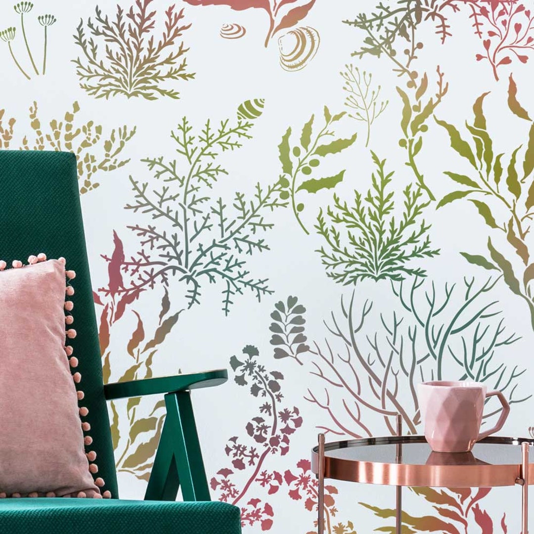 Carribean Seaweed Wall Pattern Stencil Kit - DIY Wall Pattern Kit ...