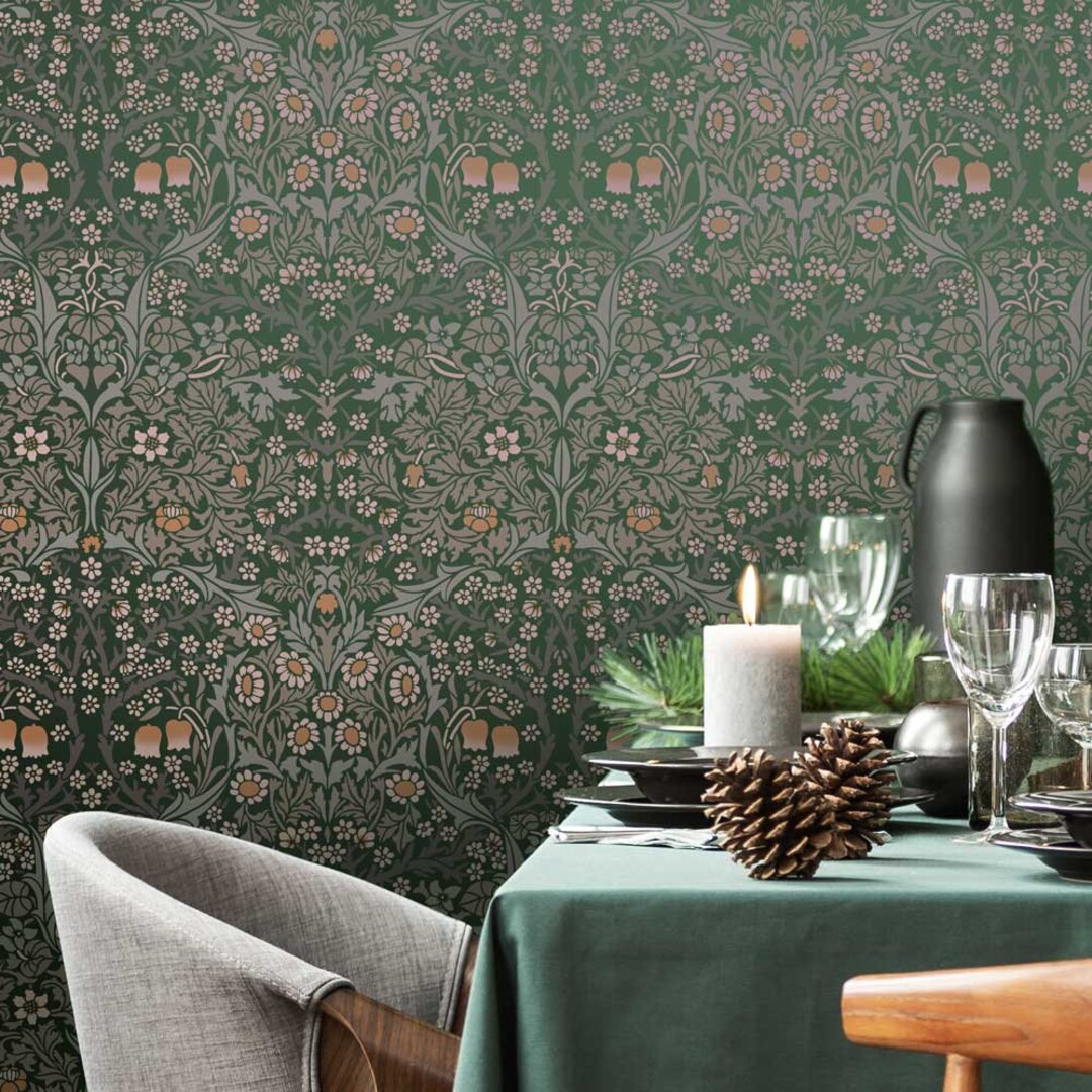 Blackthorn Wall Stencil Pattern by William Morris - Large Maximalist ...