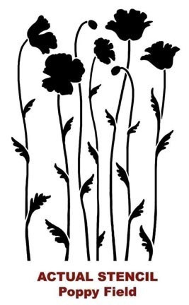 Wall Stencil Poppy Field Flower Stencils Large Floral | Etsy