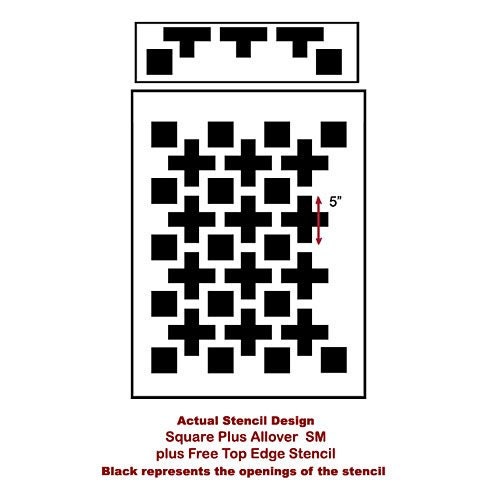 Square Plus Allover - Small Scale - Reusable Stencil Patterns for Walls ...