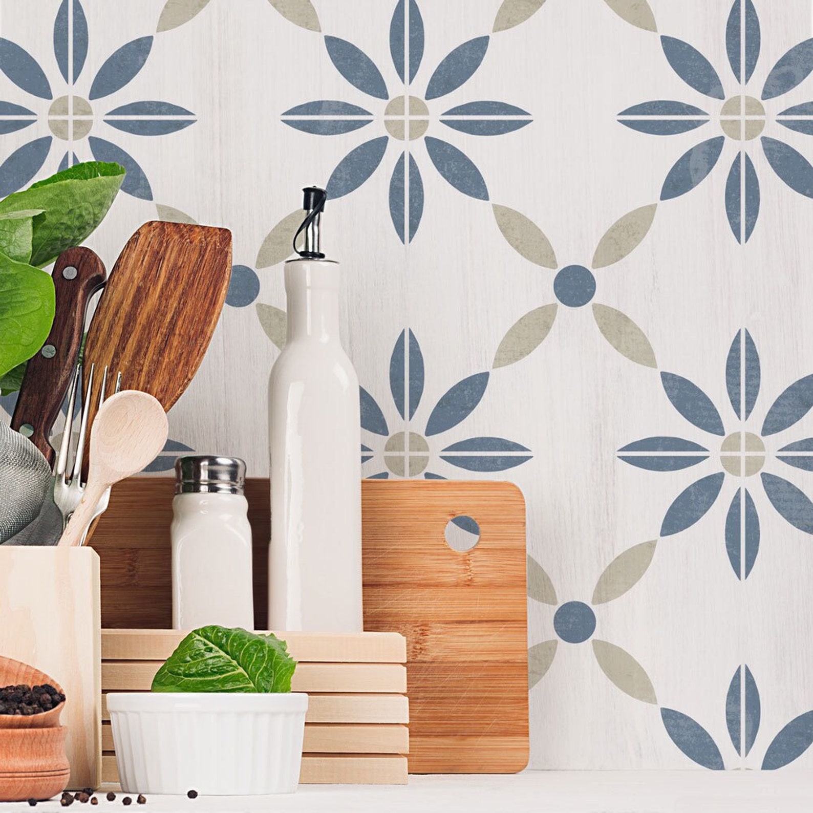 Florabella Tile Stencil - DIY Cement Tile for Walls and Floors - Easy ...