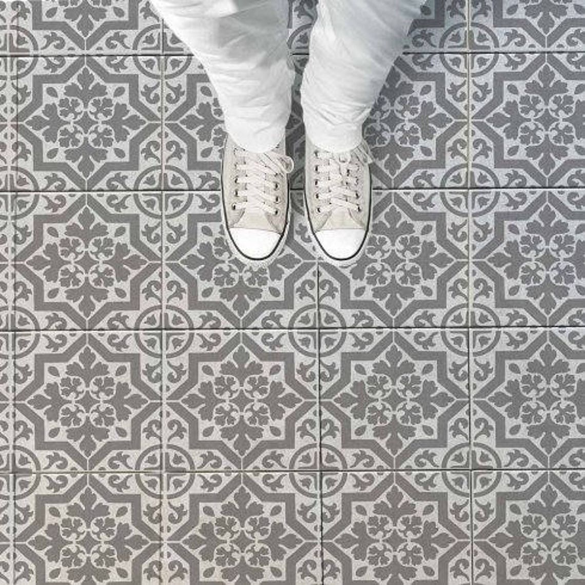 Lyndhurst Tile Stencil - Cement Tile Stencils for Painted Floor Tiles ...