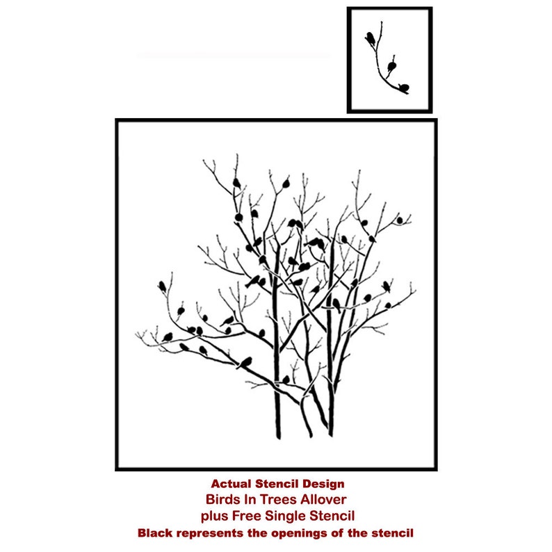 Birds in Trees Stencil LARGE WALL STENCIL Botanical Wall - Etsy Canada