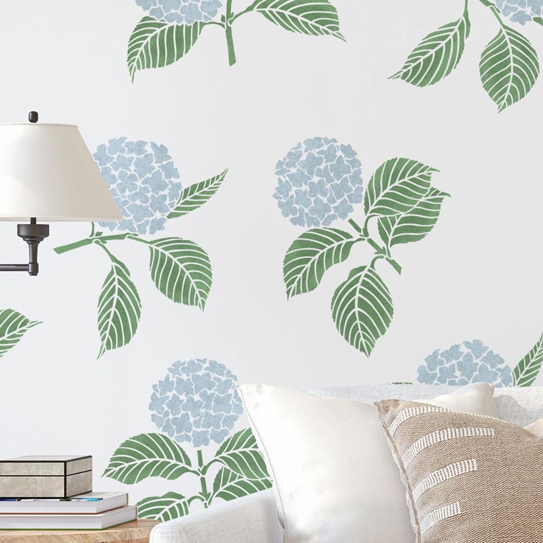 Hydrangea Wall Pattern Stencil Kit - Botanical Wall Pattern - Perfect ...
