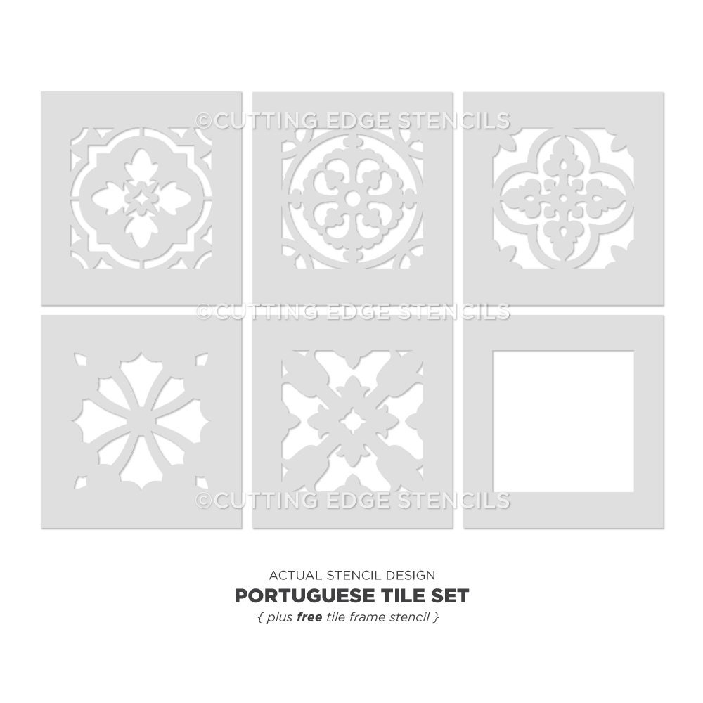 Portugese Tile Stencil Set Quick and Easy Stencils for Wall | Etsy