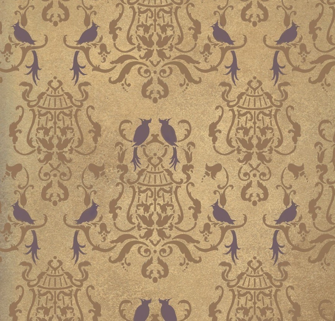 Birds of Paradise Damask SINGLE Overlay Stencil - DIY Wall Design ...