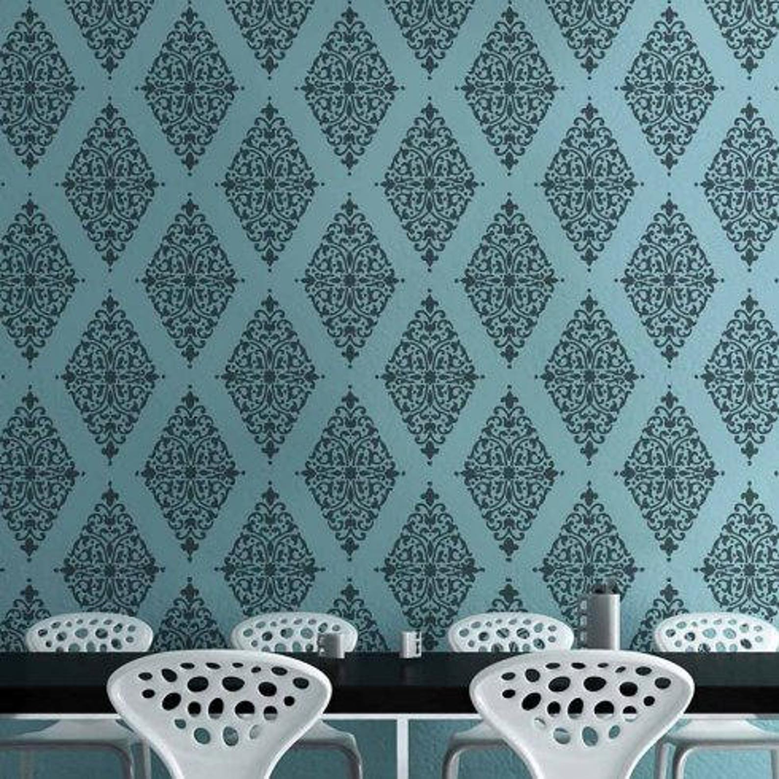 Arabesque Brocade Stencil- LARGE WALL STENCIL – Damask Wall Stencils ...