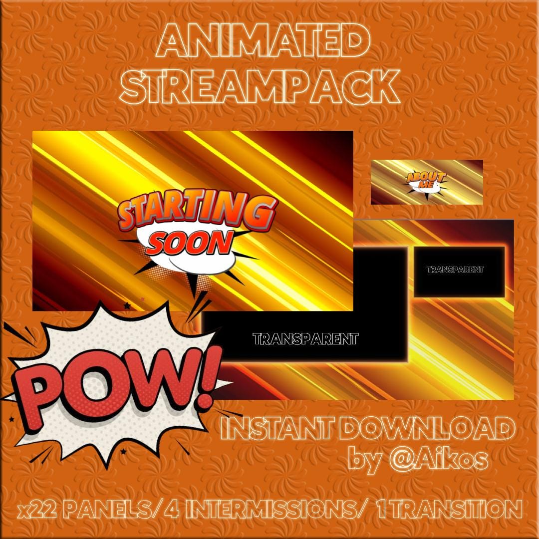 Animated Cartoon Twitch Overlay Pack X22 PANELS Cartoon Panels Design ...