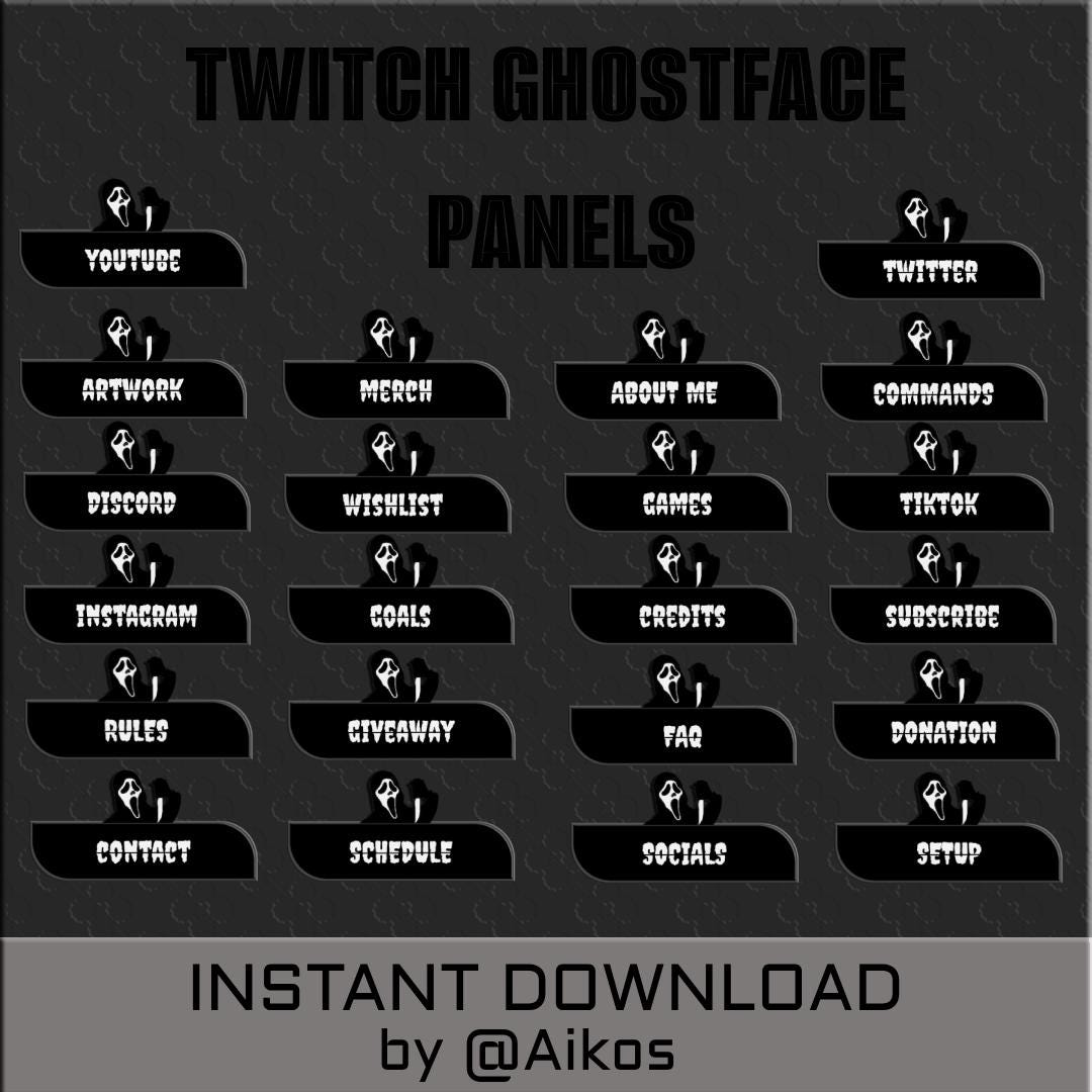 Twitch Panels Pack X22 2 VERSIONS Ghostface Panels Design Twitch Panels ...