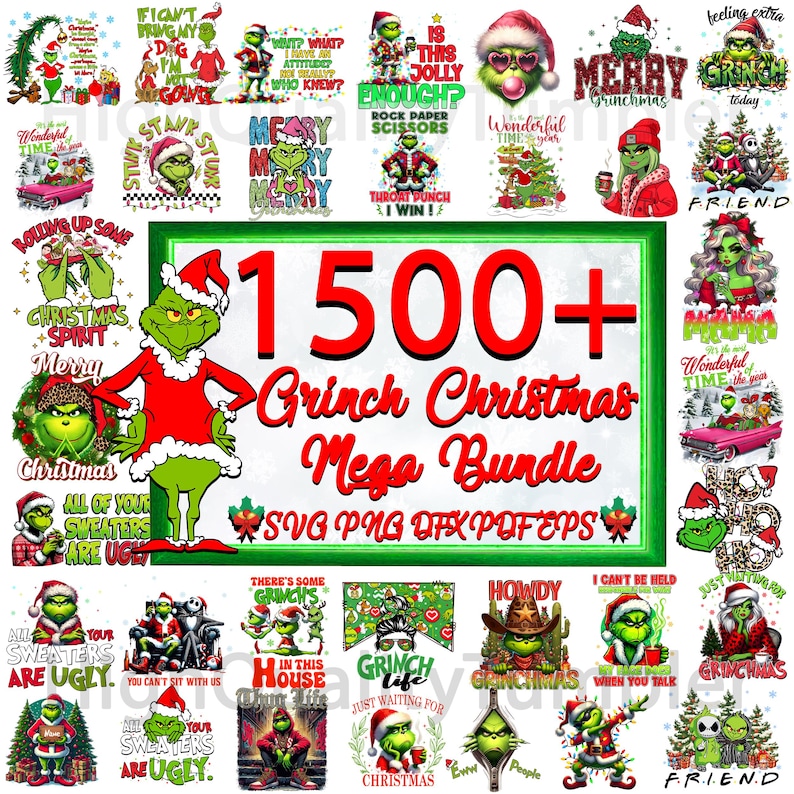 Christmas Clipart Mega Bundle, Cartoon Gnomes, Santa, Grinch (digital ...