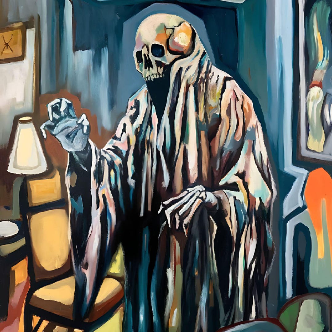 Haunted Skeleton Painting Spooky Wall Art for Horror Lovers,creepy ...