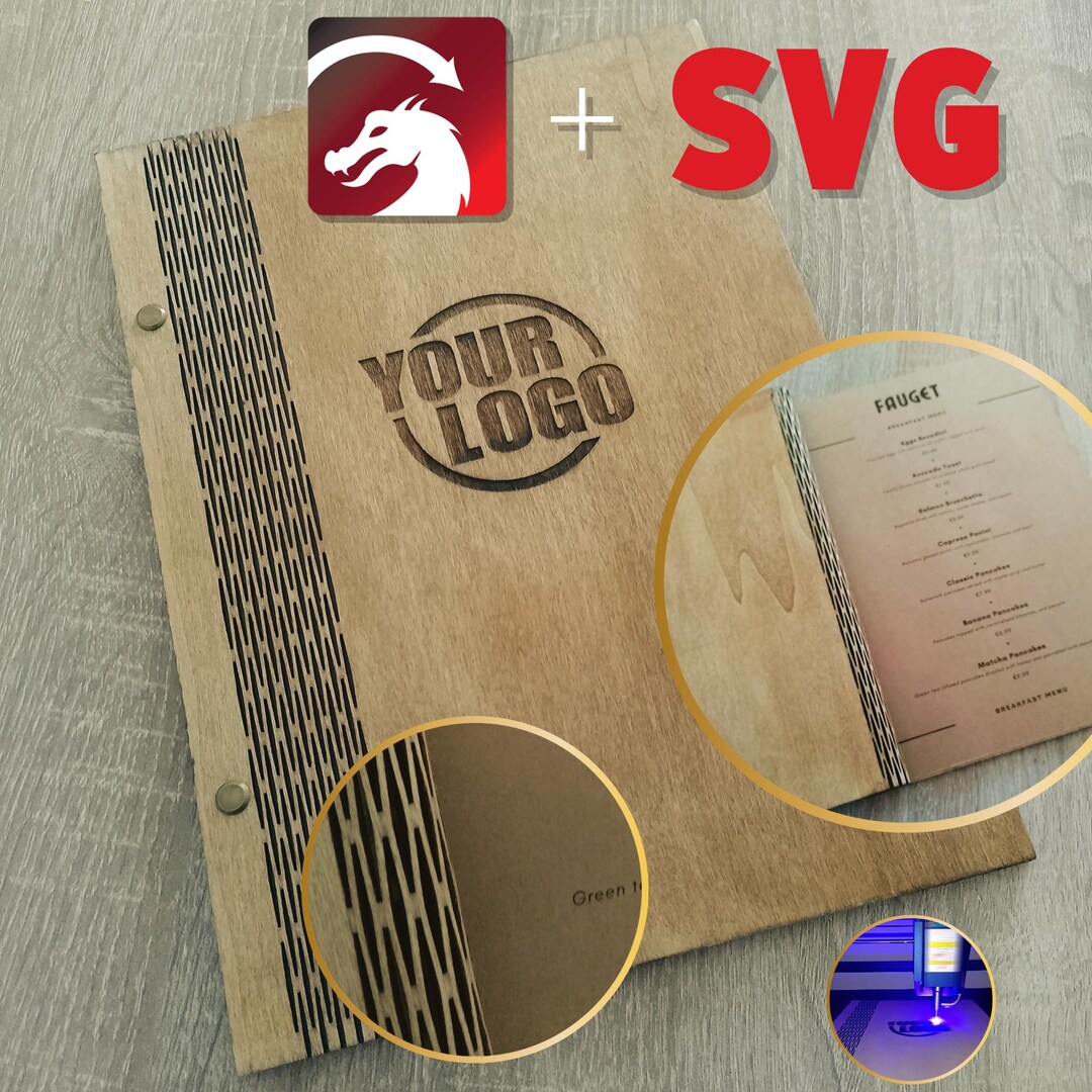 Dossier de menu personnalisé Lightburn et fichiers de découpe laser SVG, 214 x 300 mm ...