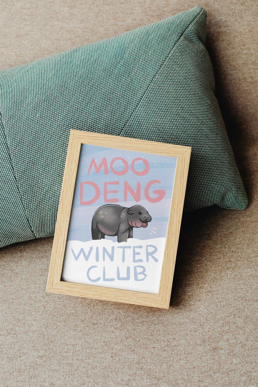 MOO DENG PRINT, Hand Drawn Digital Poster, Wall Art, Colorful Gift ...