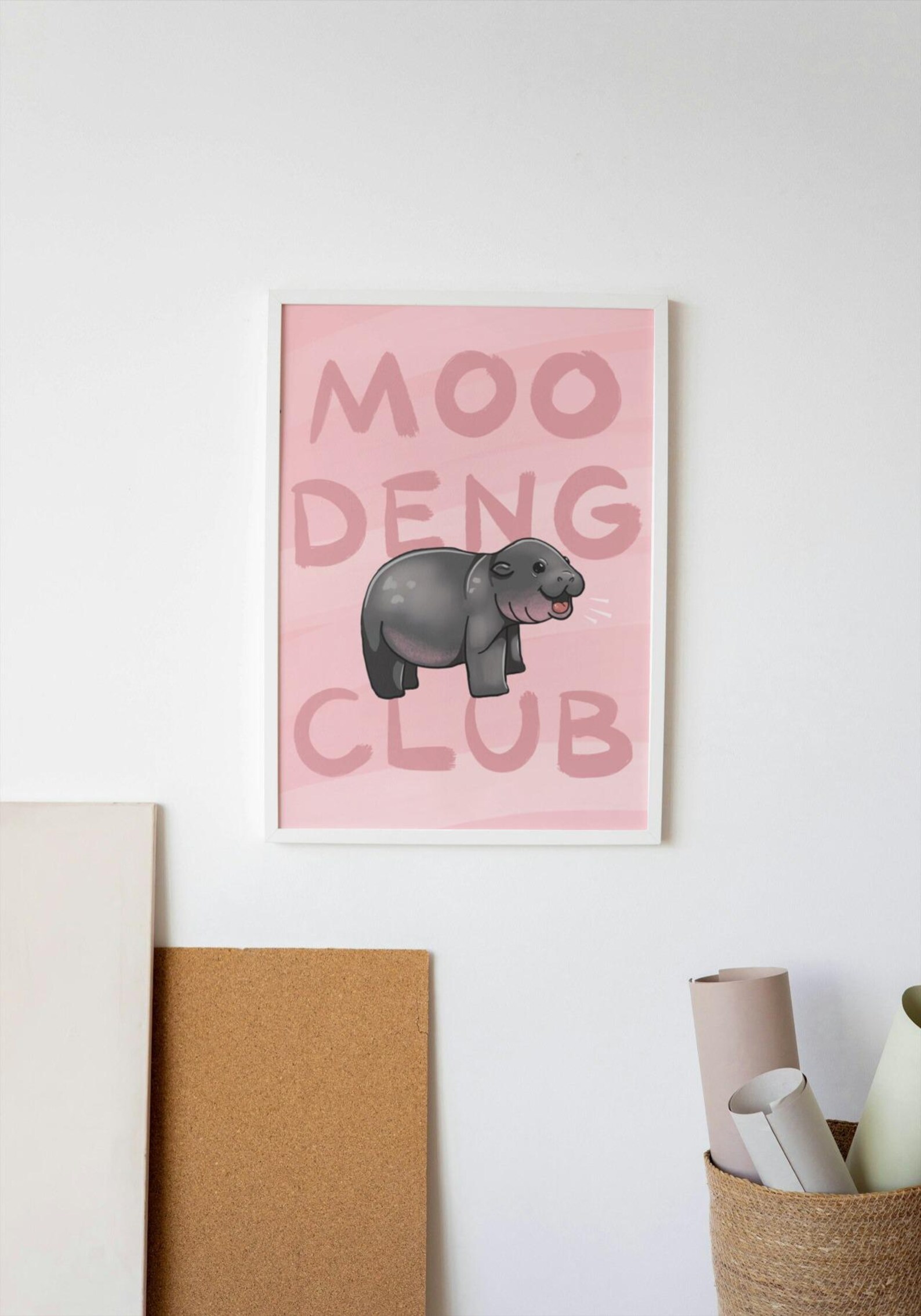 MOO DENG PRINT, Hand Drawn Digital Poster, Wall Art, Colorful Gift ...