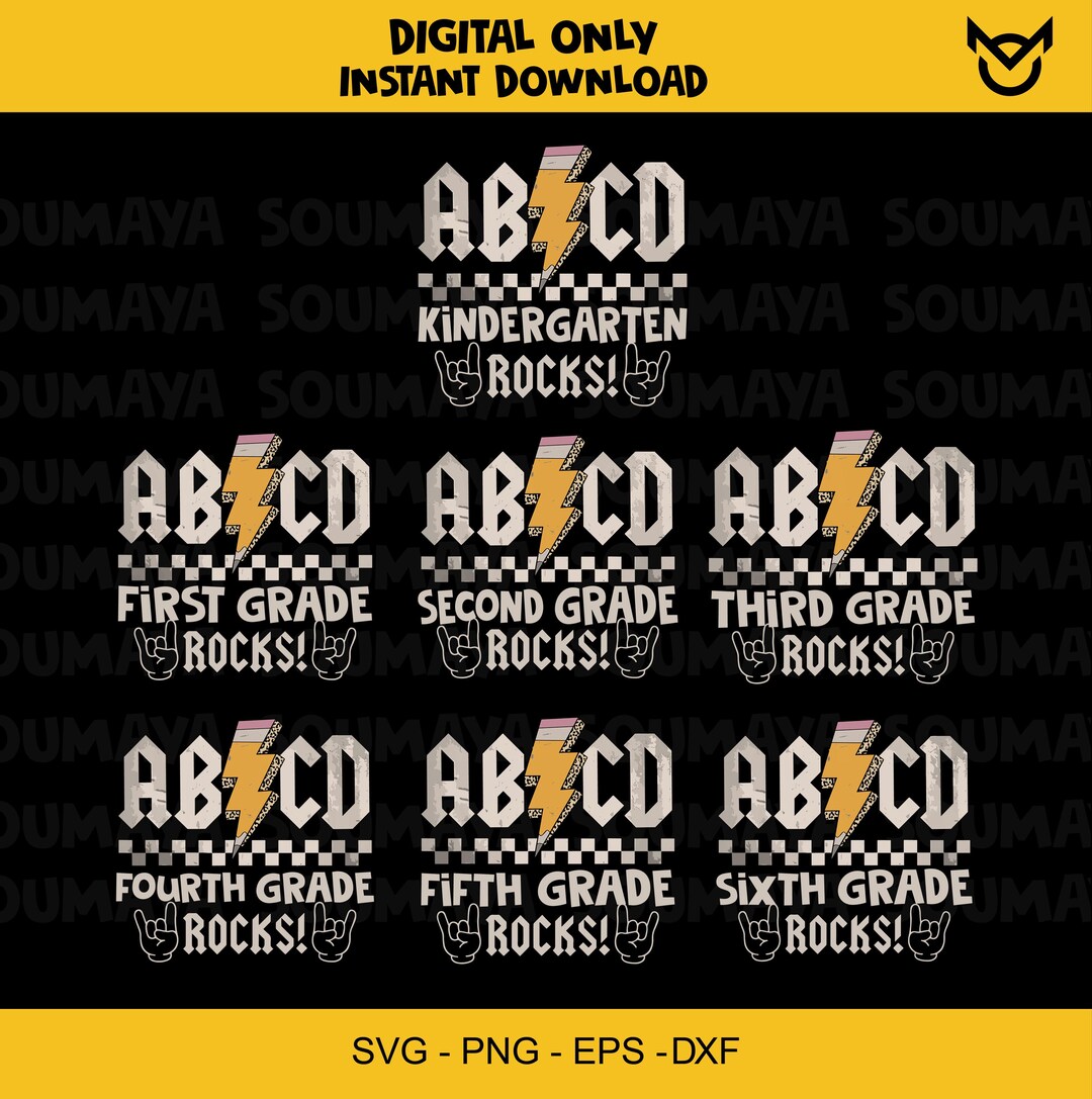 Abcd Teacher Rocks Svg Png , Abcd Back to School Teacher Png, Rocknroll ...