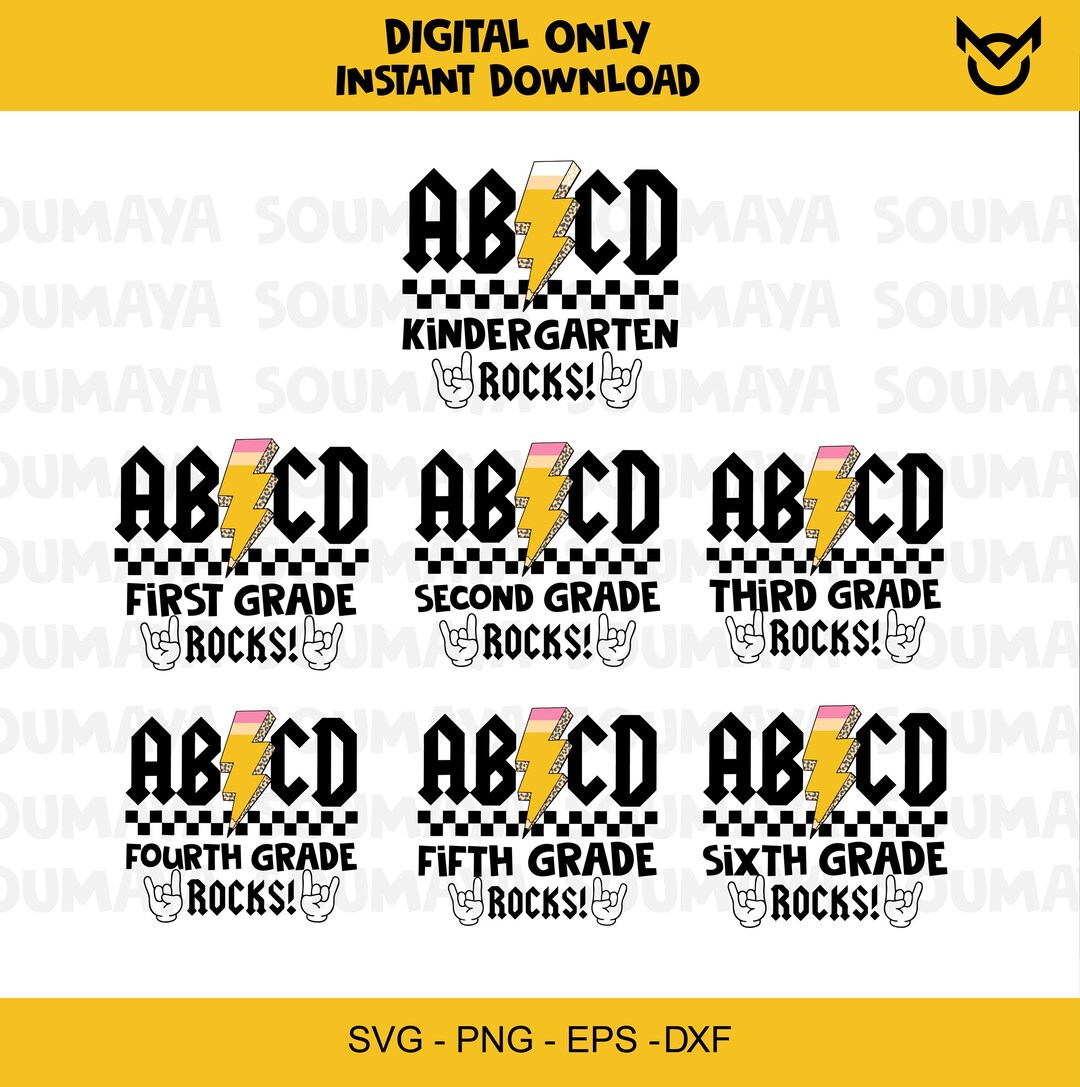 ABCD Back to School Bundle Rock Svg Png , Abcd Back in Class Preschool ...