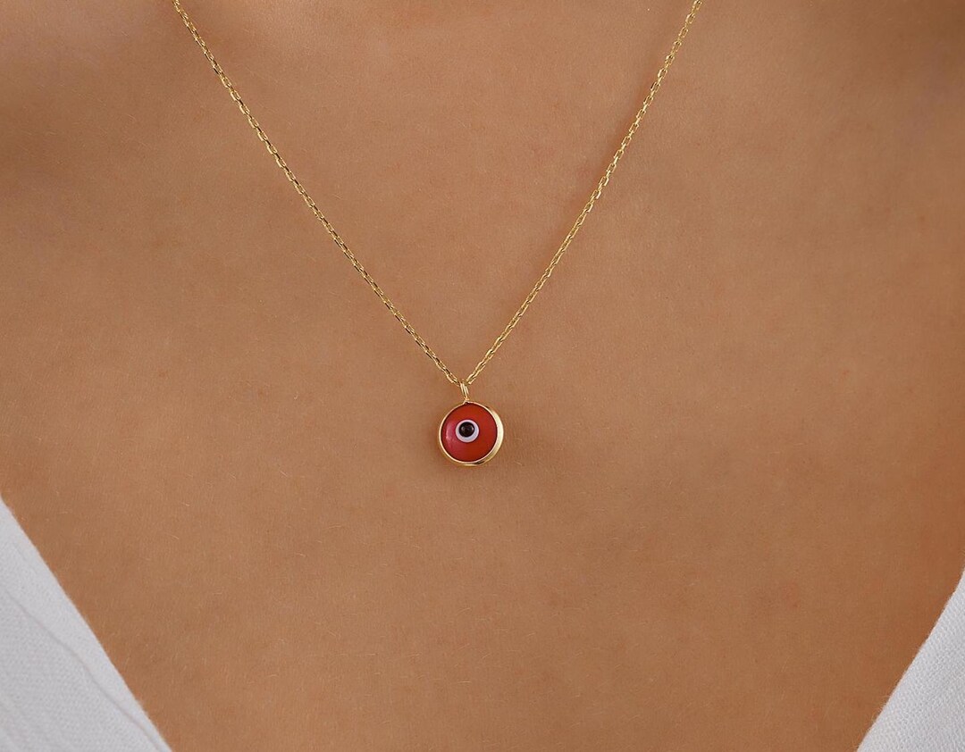 Tiny Eye Pendant, 14K Real Gold Evil Eye Pendant, Sparkly Evil Eye ...