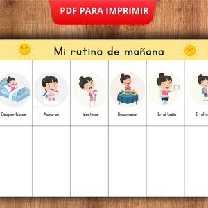 Tablero de Rutinas y Hábitos noche, día, Plantilla Imprimible, Planificador Infantil, Español ...