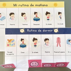 Tablero de Rutinas y Hábitos noche, día, Plantilla Imprimible, Planificador Infantil, Español ...