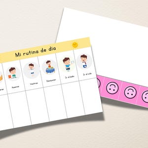 Tablero de Rutinas y Hábitos noche, día, Plantilla Imprimible, Planificador Infantil, Español ...