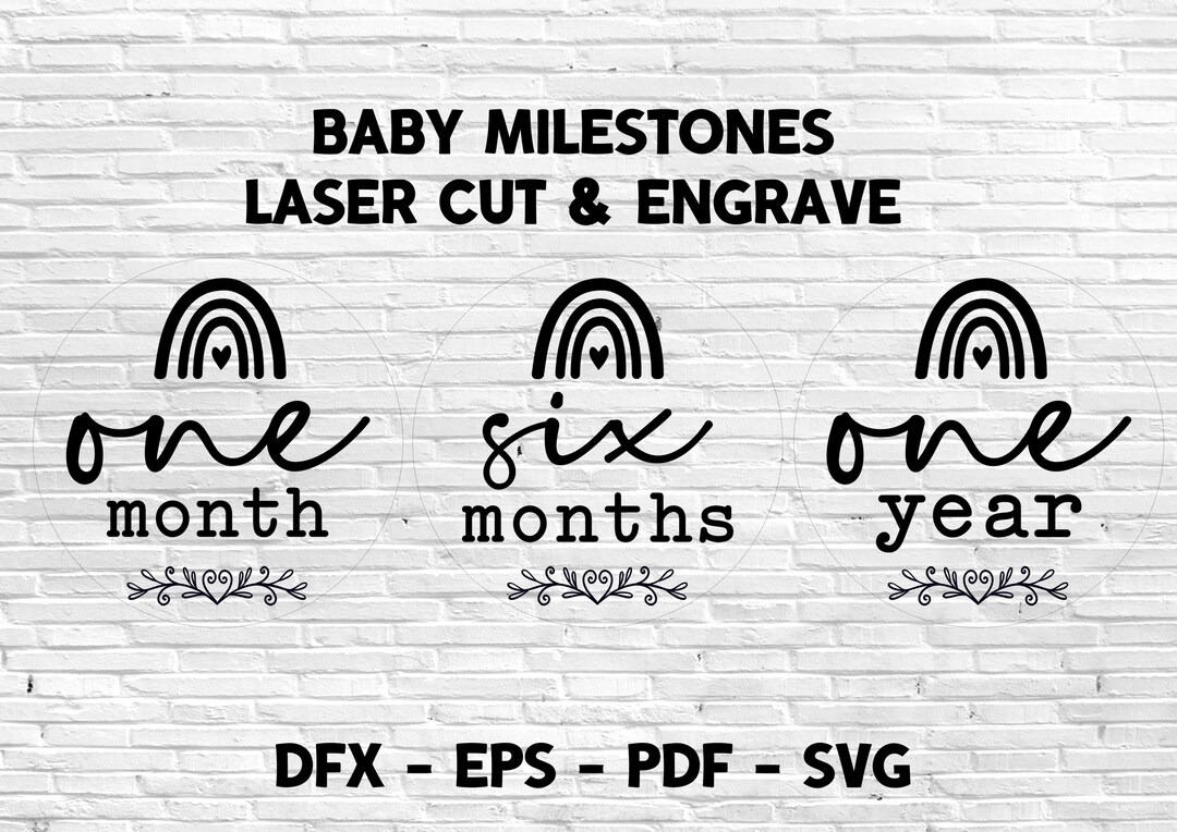 Baby Milestone Disk SVG Bundle | 1-12 Months With Rainbows & Decor ...