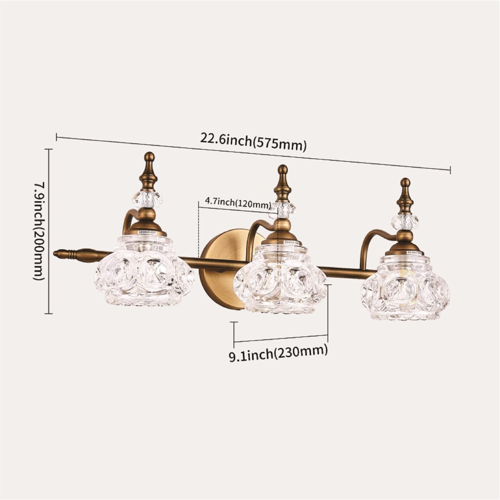 Vintage Style Bathroom Vanity Light Fixture, Antique Brass Finish With ...