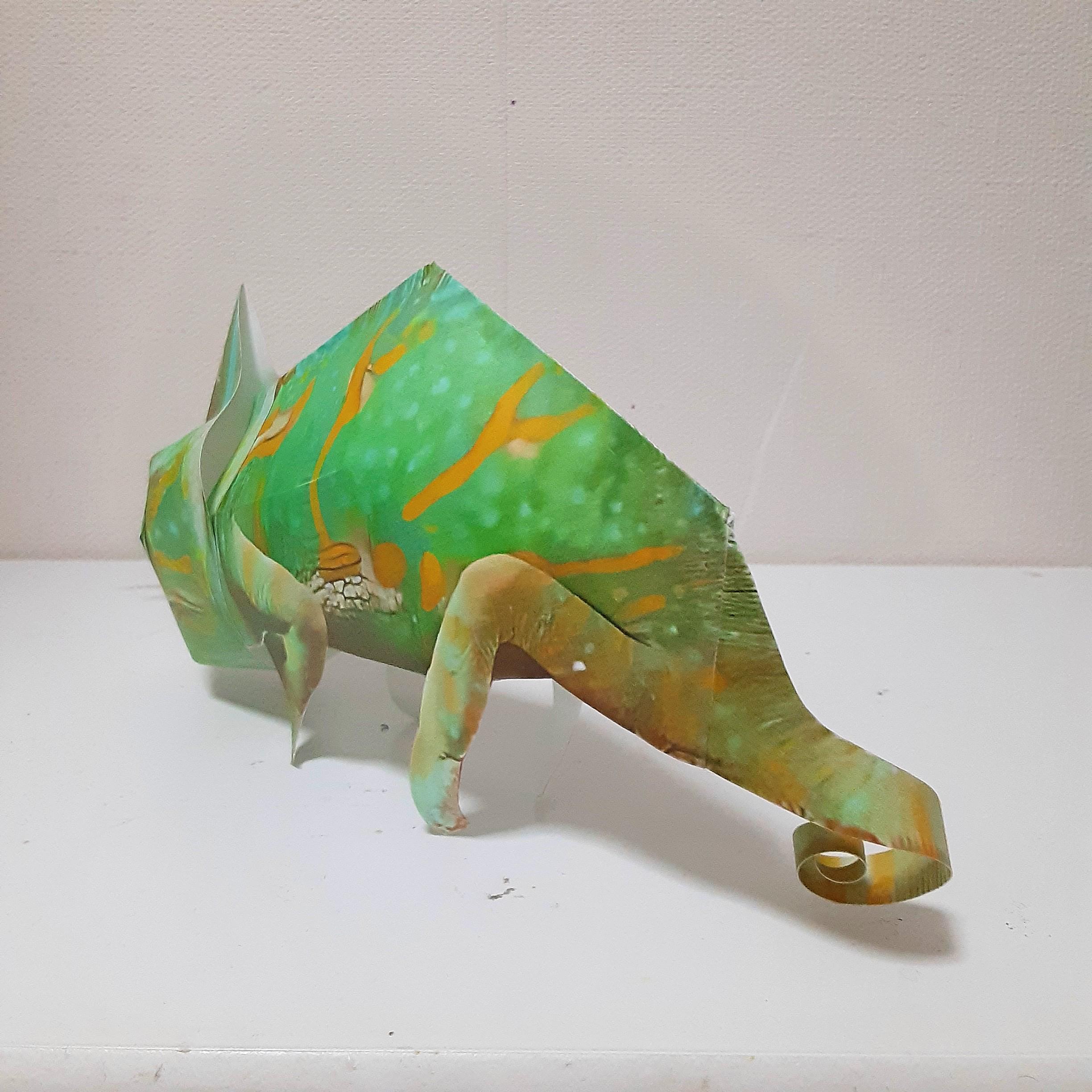Veiled Chameleon Paper Craft 3D Low Poly Art Model Pattern DIY Polygon ...