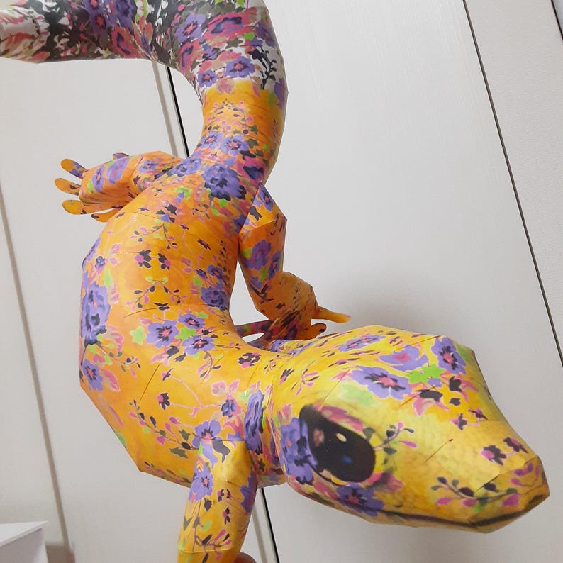 Leopard Gecko Paper Craft 3D Low Poly Art Model Pattern DIY Polygon ...
