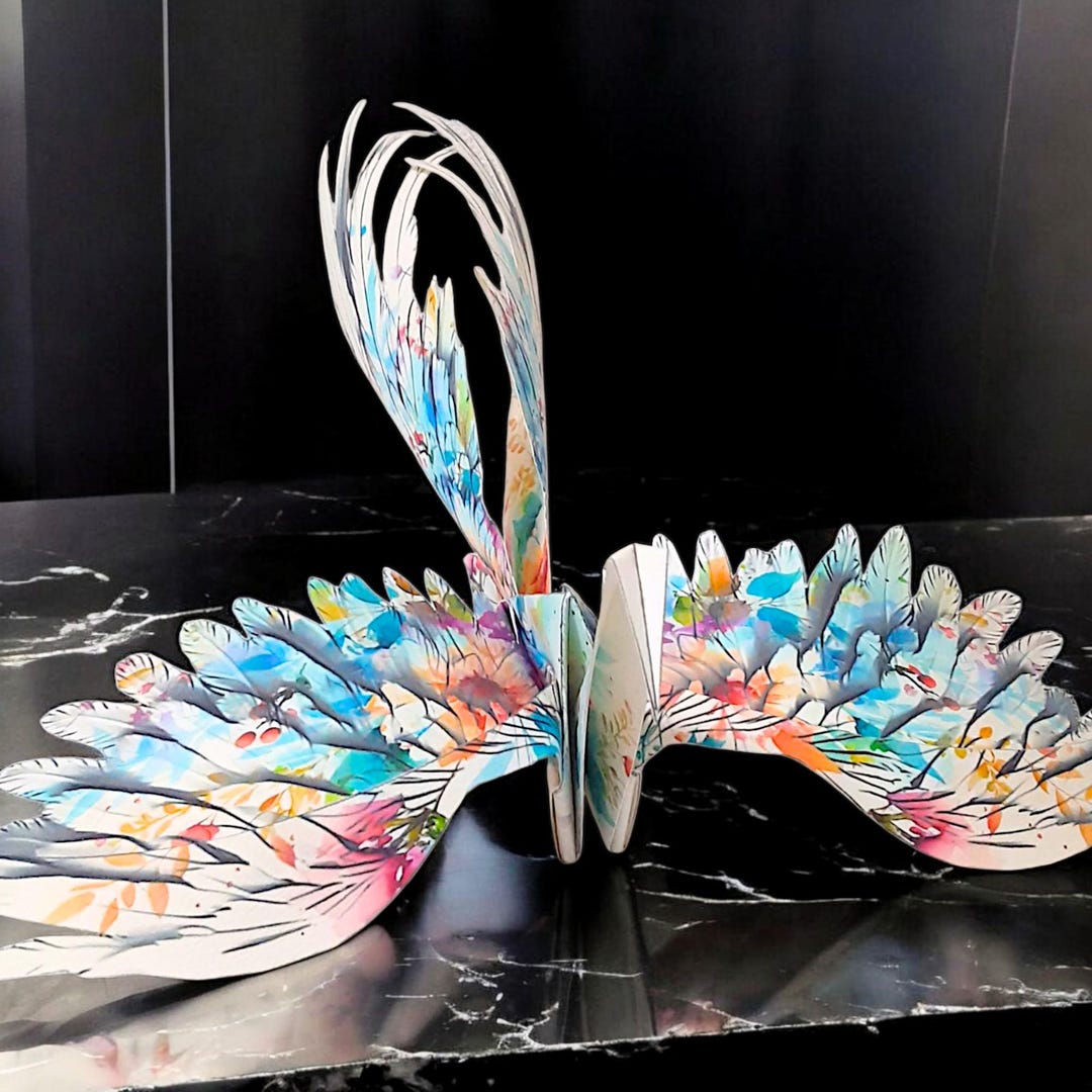 Origami Botanical Crane Paper Craft 3D Low Art Model Pattern DIY Gift ...